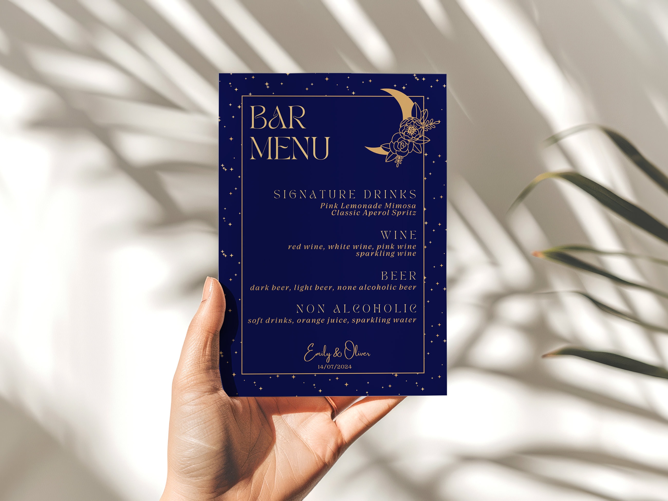 Celestial Wedding Bar Menu Template, Moon Stars Drink Menu, Editable ...