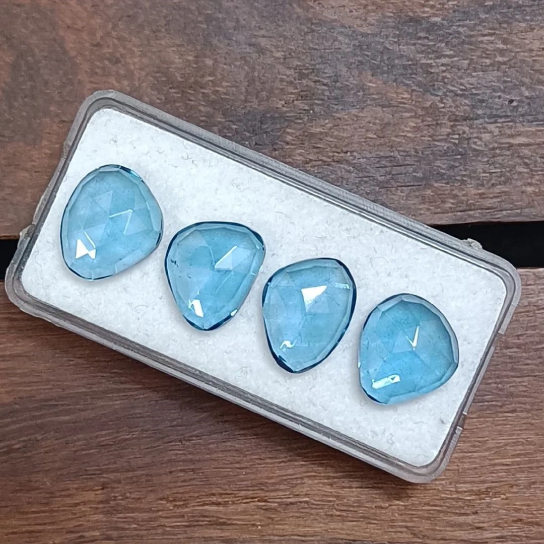 Topaz, Natural Swiss Blue Topaz, Rose Cut Free Forms Gemstone Lot, 19. ...