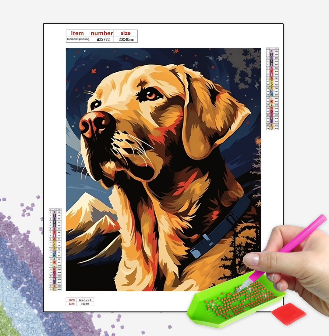 5D Diamond Painting Kit Labrador Dog Painting Home Wall Art Decoration ...
