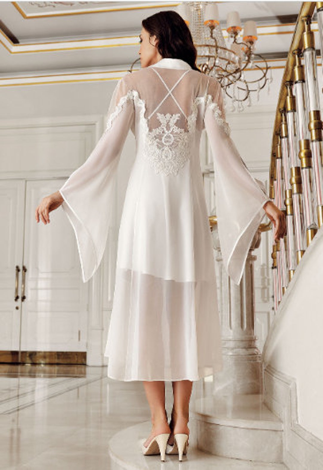 Satin Lace Bridal Lingerie Set, Honeymoon Nightgown - Etsy