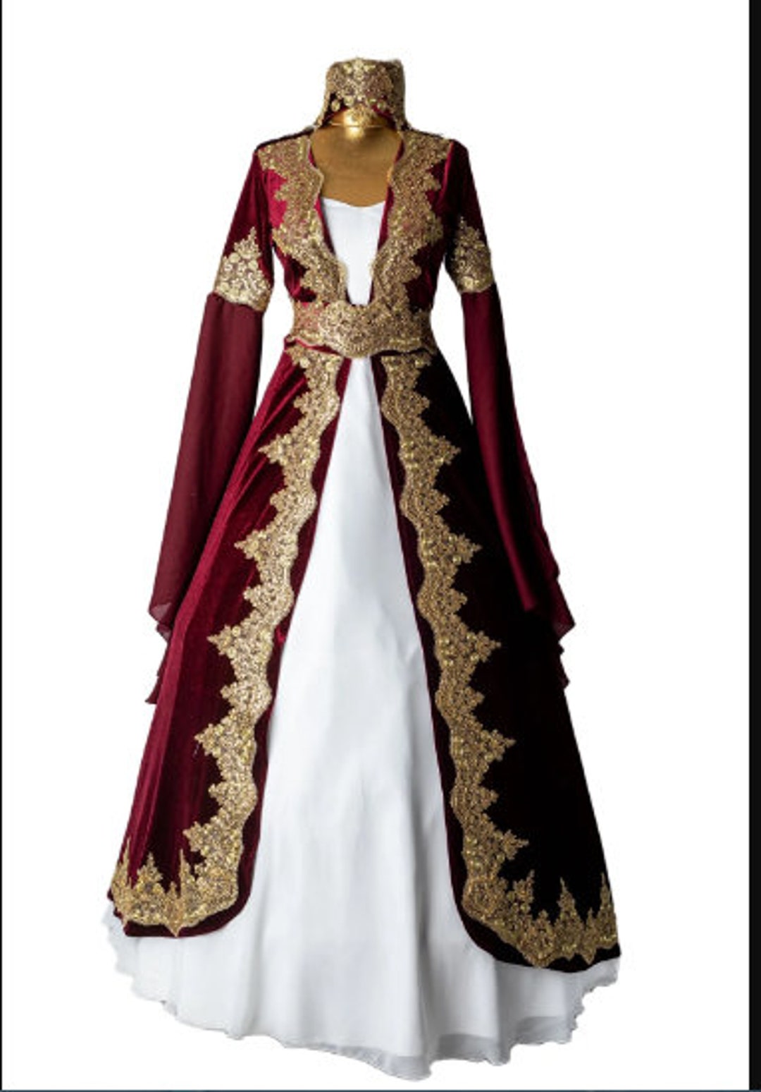 Elegant Red Bindallı Traditional Turkish Gown for Special Occasions ...