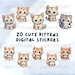Cute Kittens, Cats Digital Stickers 20 PNG Designs for Cute Cats ...