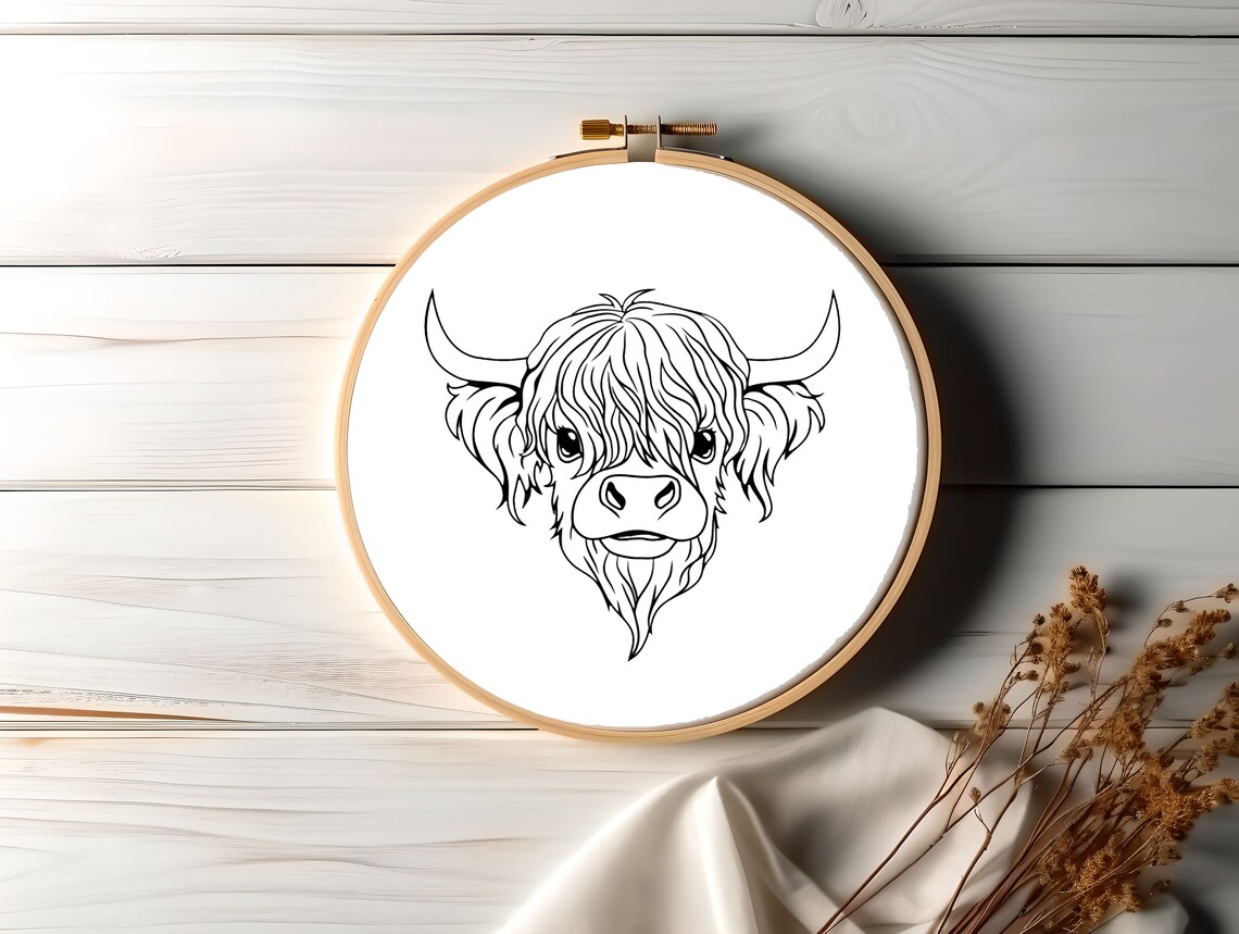 Highland Cow Embroidery Pattern PDF Digital Download - Etsy