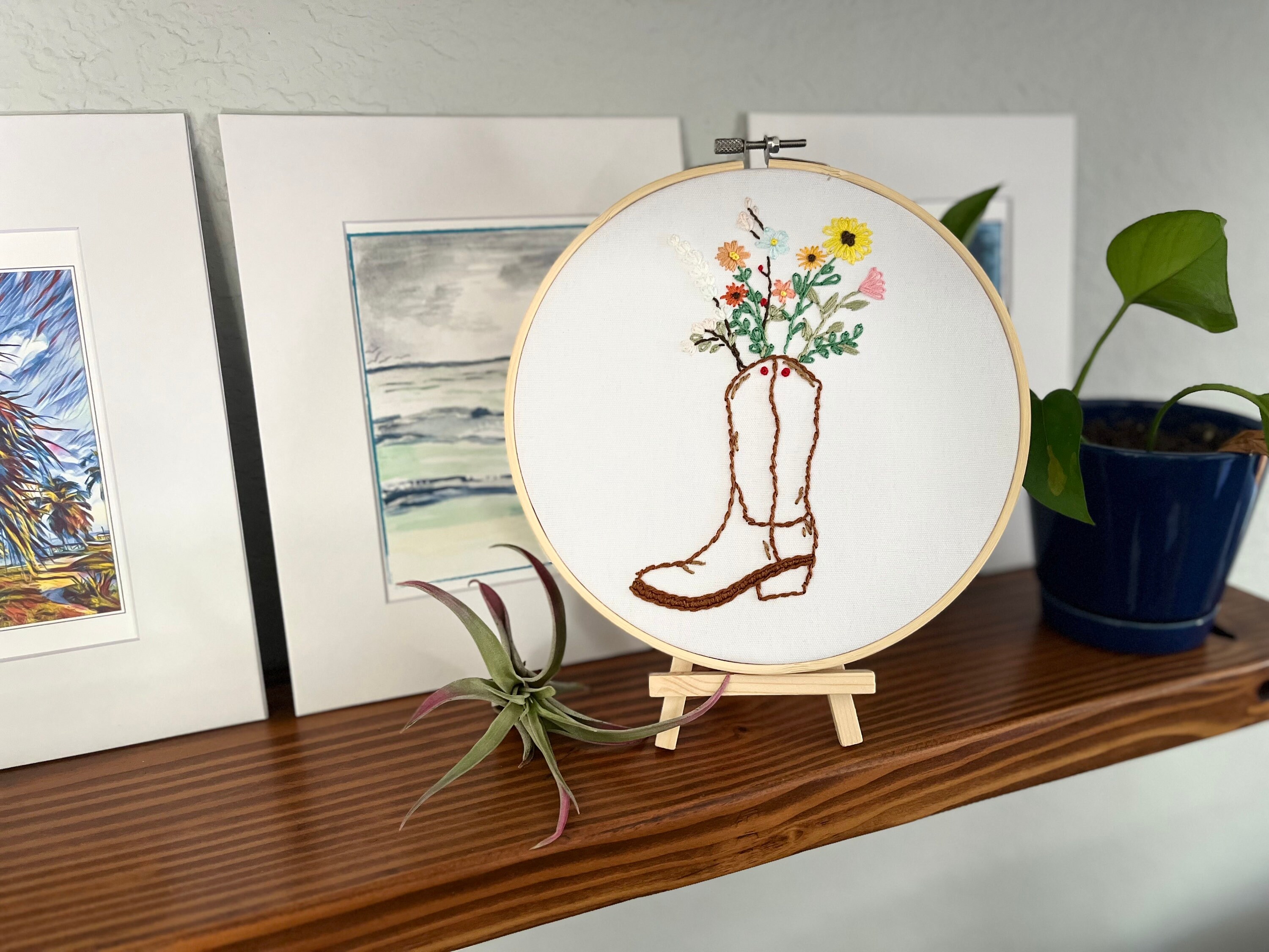 Wildflowers in a Cowboy Boot Embroidery Pattern Template PDF Digital ...