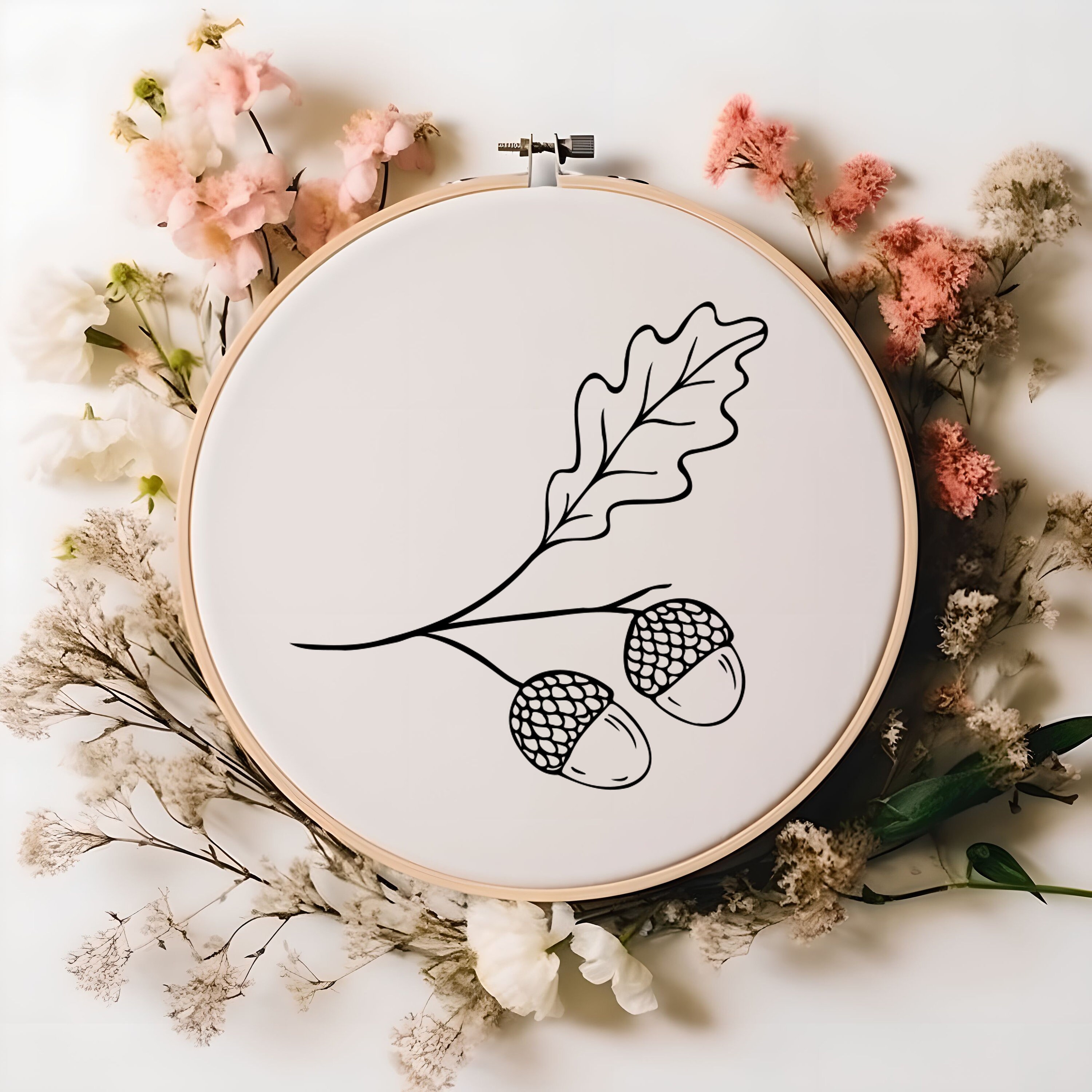 Acorn Branch Leaf Embroidery Pattern PDF Digital Download - Etsy
