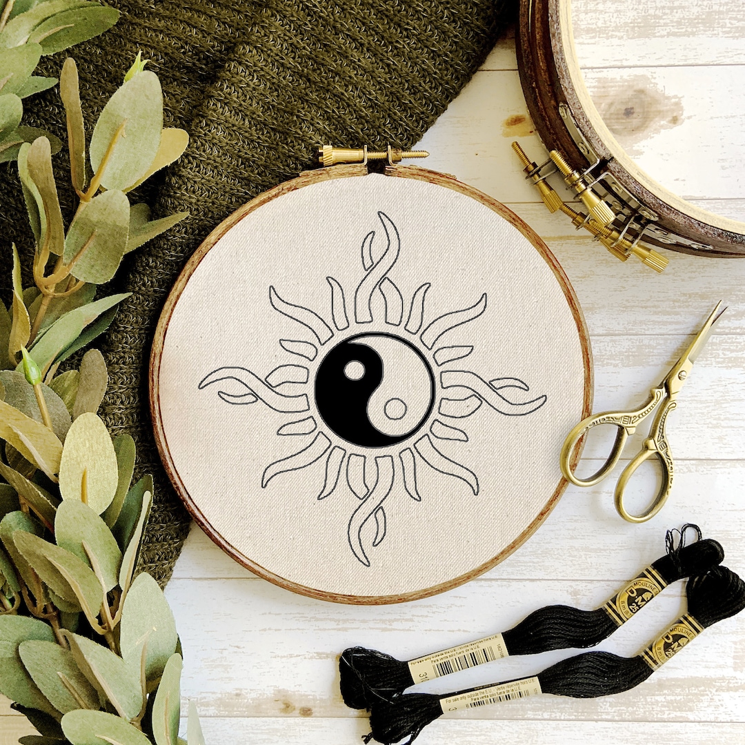 Boho Ying Yang Sun Celestial Embroidery Pattern PDF Digital Download - Etsy