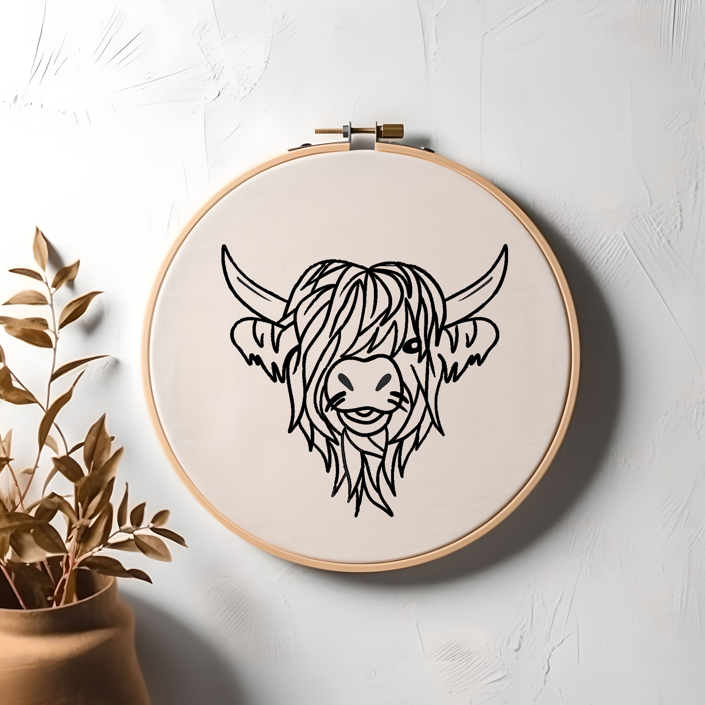 Highland Cow Embroidery Pattern Template PDF Digital Download - Etsy