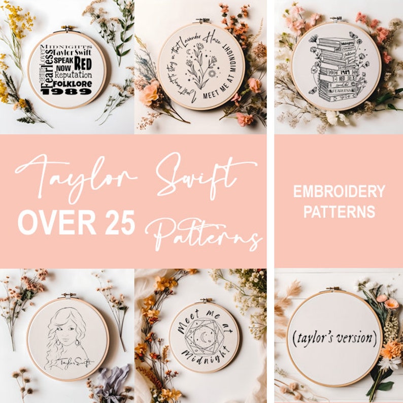 Taylor Swift Album Titles Embroidery Pattern Template PDF Digital ...