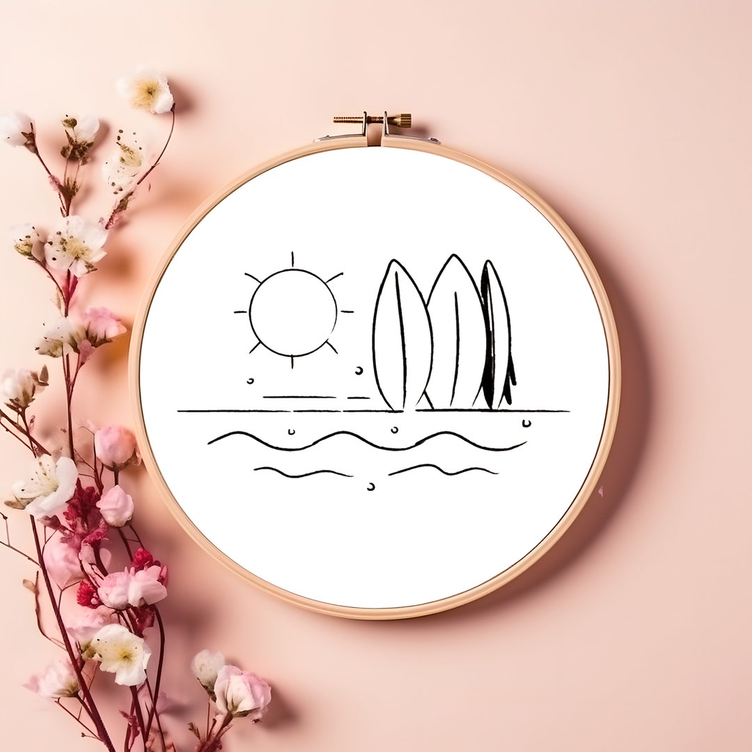 Three Surfboards Surfing Beach Ocean Art Embroidery Pattern PDF Digital ...