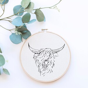 Highland Cow Embroidery Pattern PDF Digital Download - Etsy