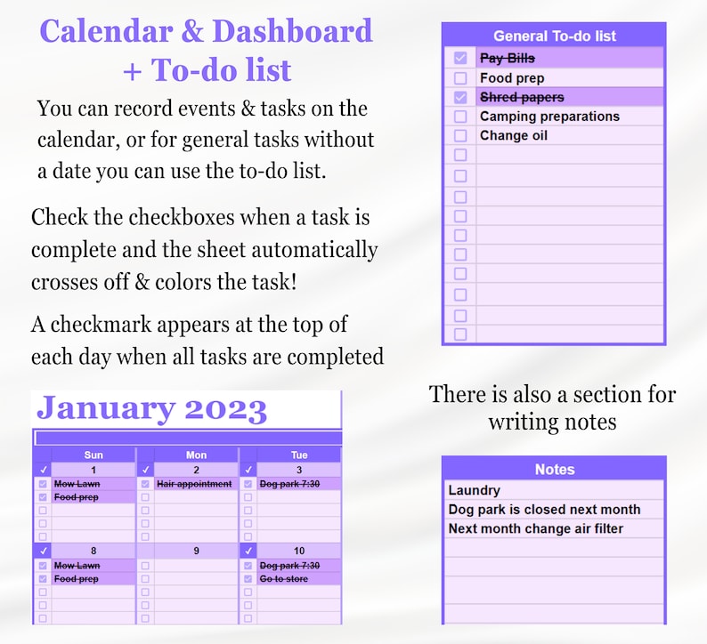 Monthly Calendar Template for Google Sheets (dashboard Version + To-do ...