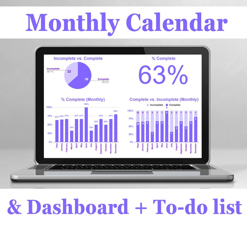 Monthly Calendar Template for Google Sheets (dashboard Version + To-do ...