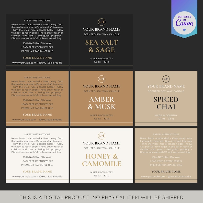 Editable Candle Label Template, Modern Candle, (usable as Soap ...