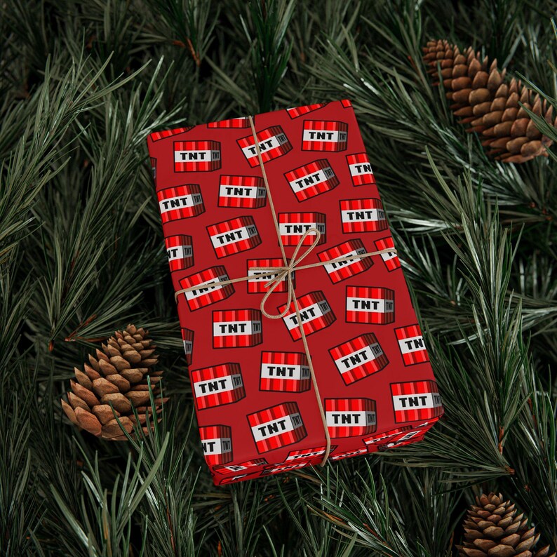 TNT Minecraft-inspired Wrapping Paper, Fun Gift Wrap for Gamers, TNT ...