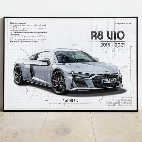 Audi R8 Print Wall Art - Etsy