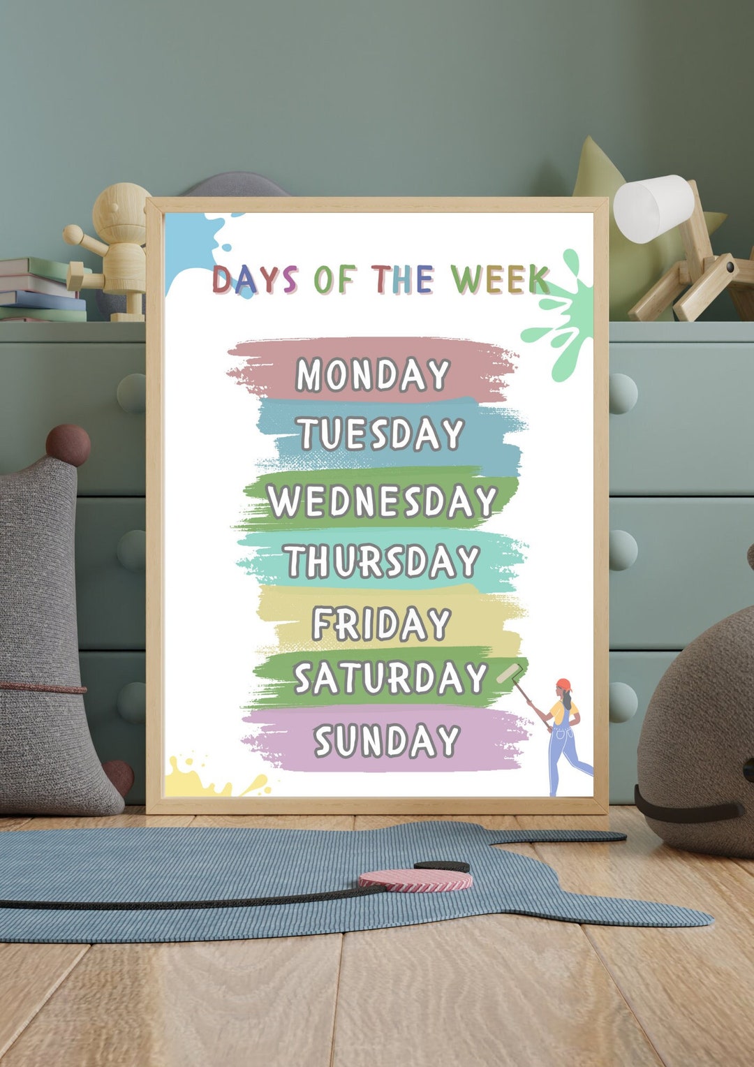 The Days of the Week Poster, Classroom Poster, Educational Poster - Etsy
