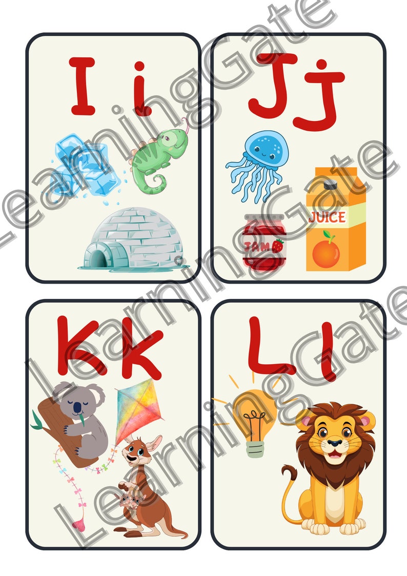 Alphabet Flash Cards, Printable Pre-school Cards - Etsy