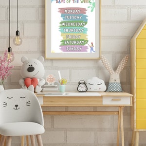 The Days of the Week Poster, Classroom Poster, Educational Poster - Etsy