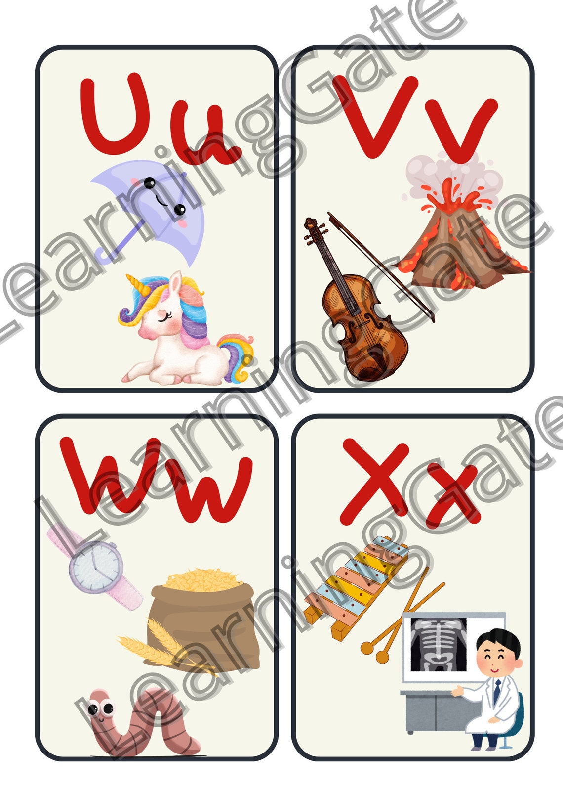 Alphabet Flash Cards, Printable Pre-school Cards - Etsy