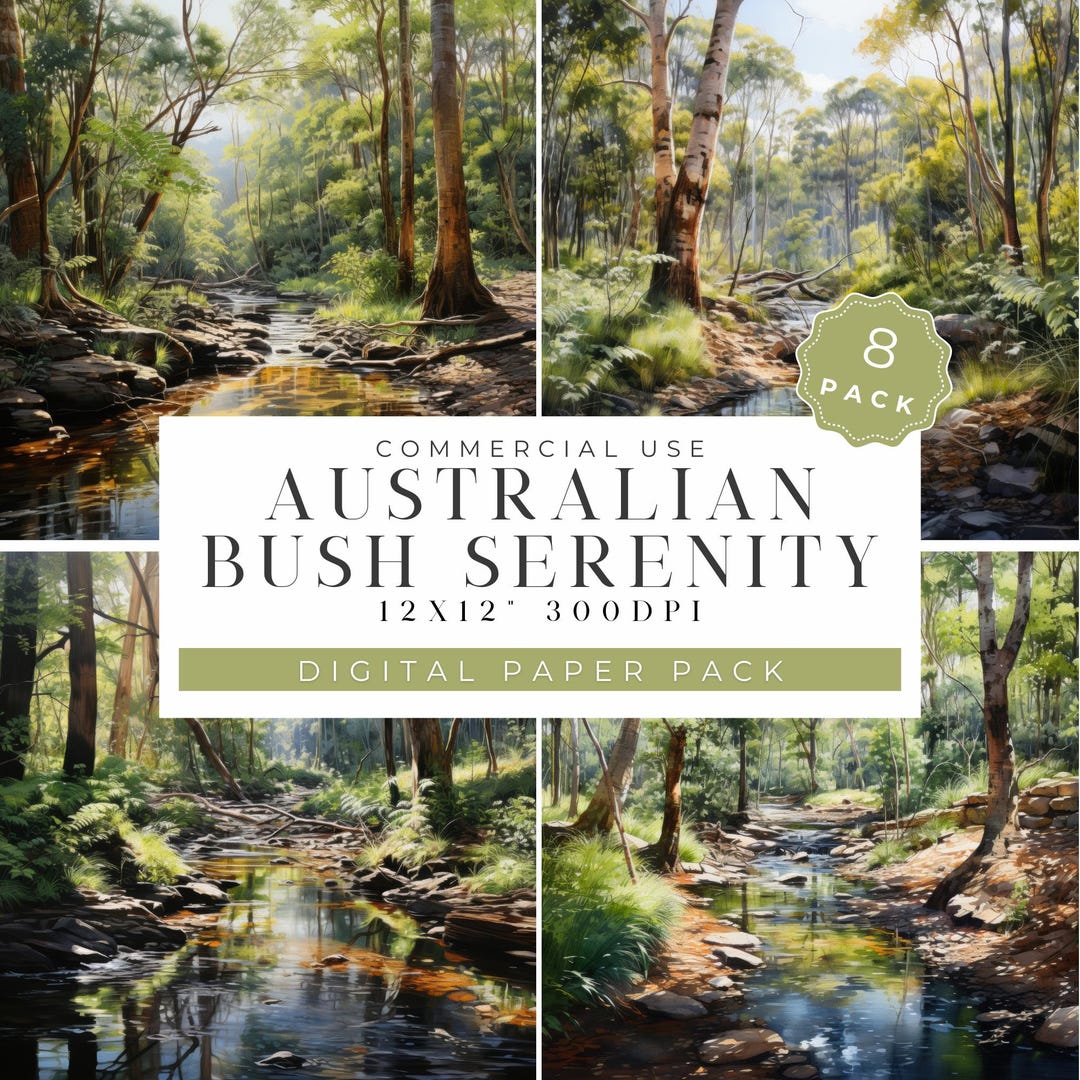Australian Bush Serenity Nature Texture Backgrounds Digital Paper Pack ...