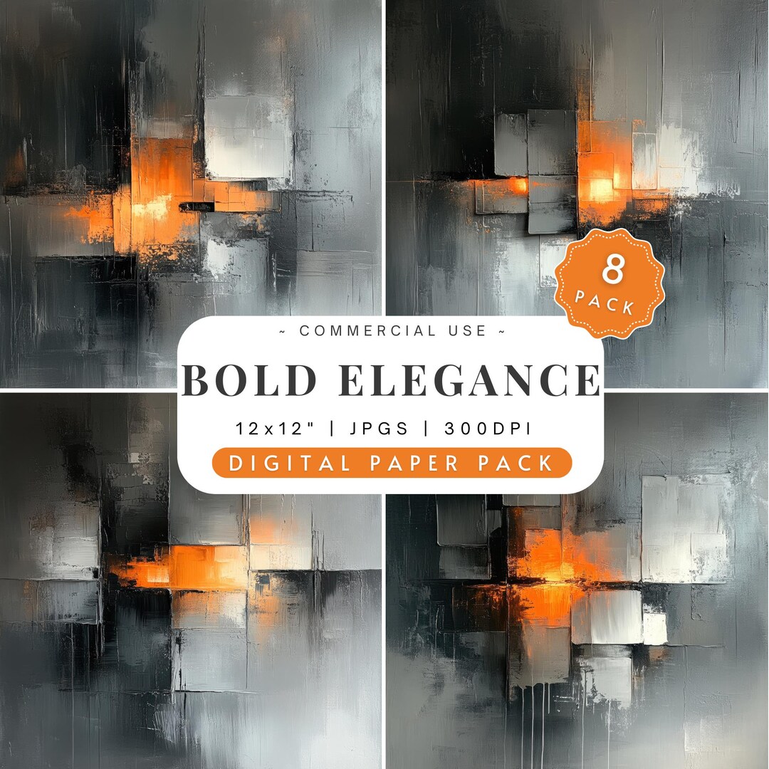 Modern Bold Elegance Edgy Grey Textures Backgrounds Digital Paper Pack ...