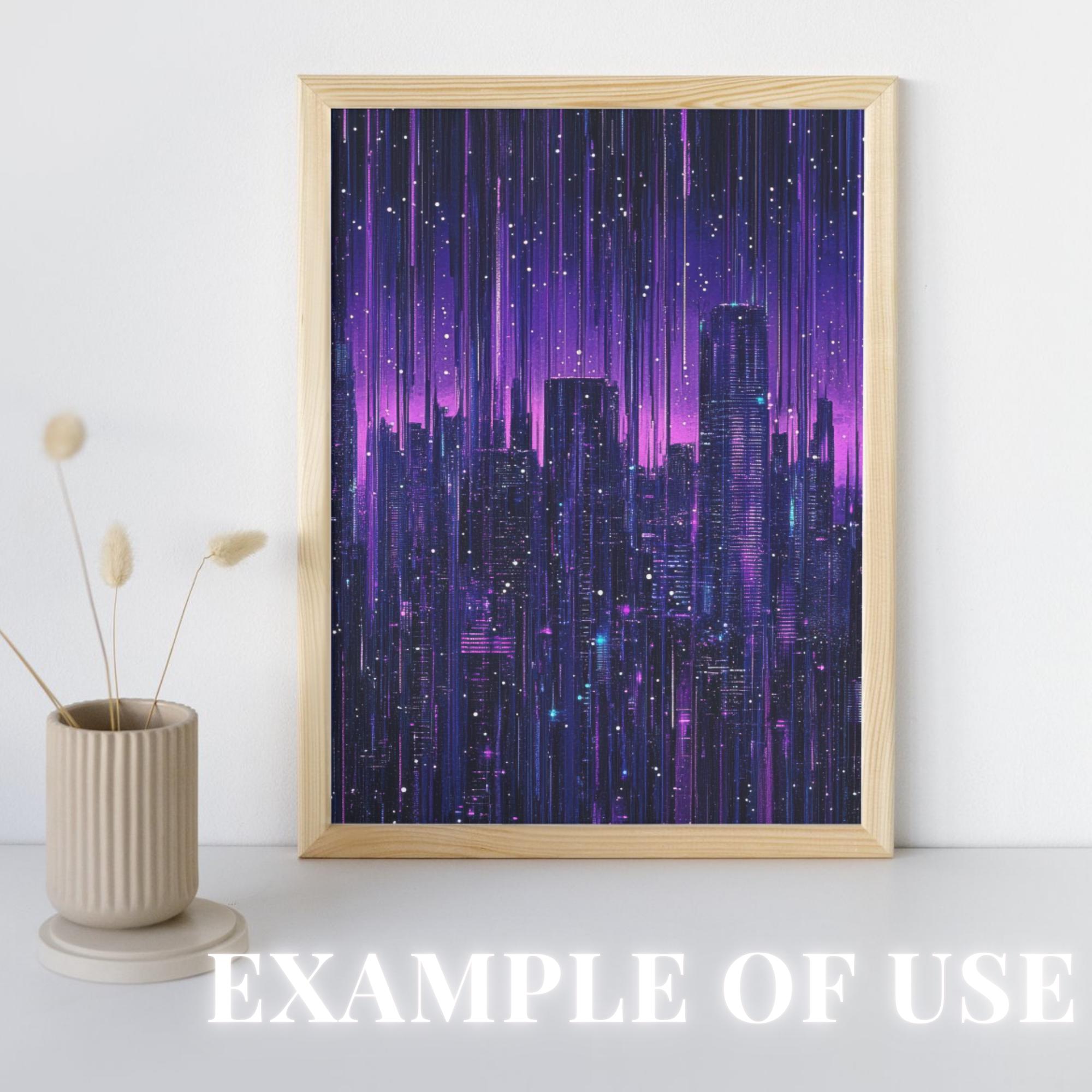 Glitchcore Cityscape Neon Texture Backgrounds Digital Paper Pack 8 High ...