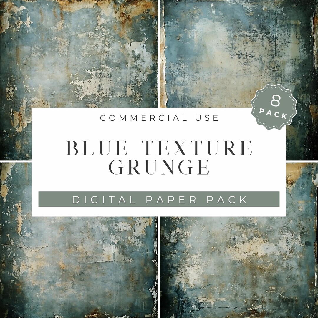 Blue Texture Grunge Digital Paper Pack 8 High Resolution Backgrounds ...