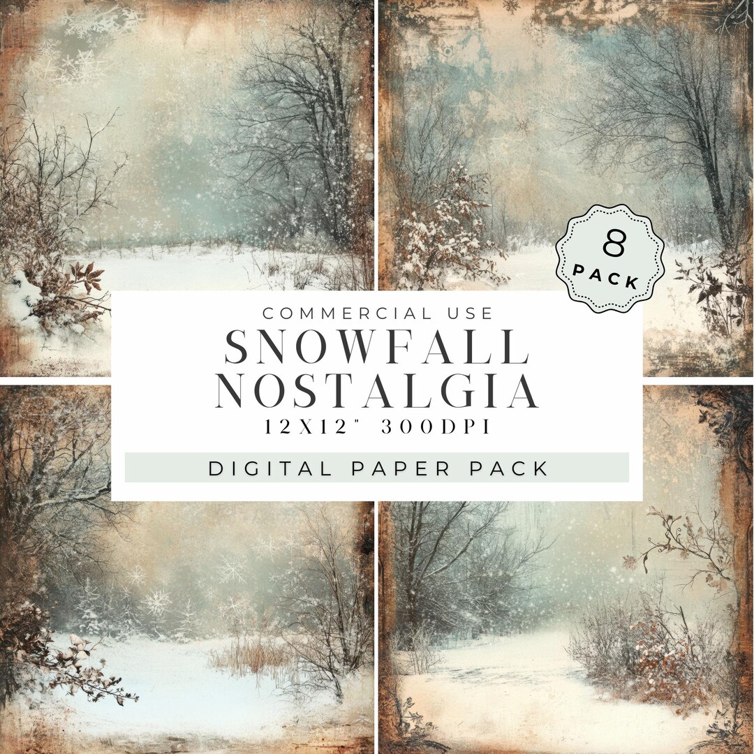 Snowfall Nostalgia Vintage Winter Texture Backgrounds Digital Paper ...