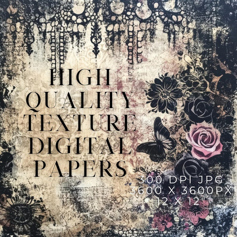 Gothic Lace Affair Texture Backgrounds Digital Paper Pack 8 High ...