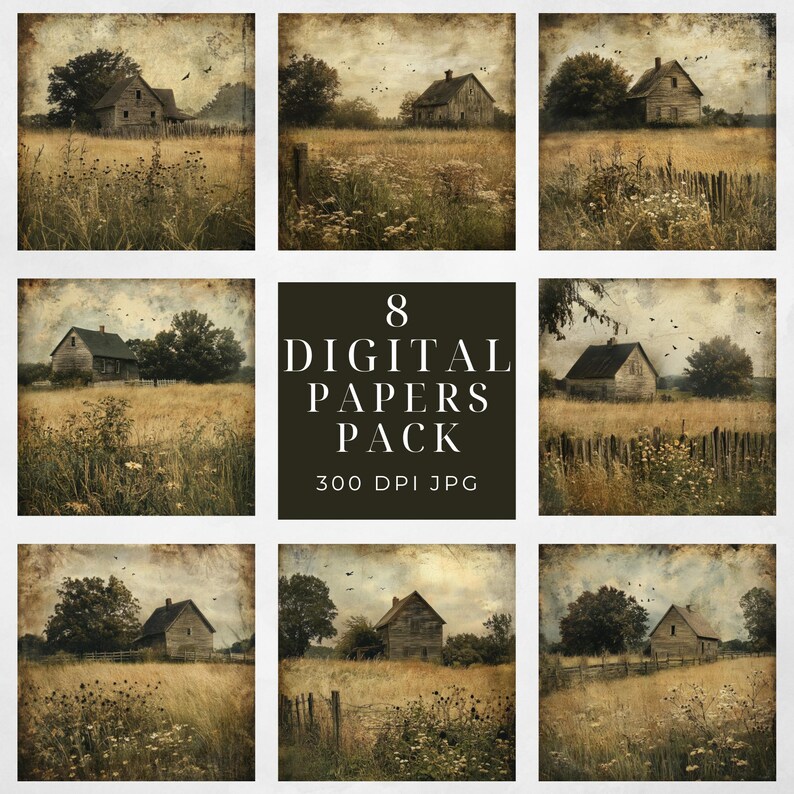 Rustic Farmhouse Digital Paper Pack: Vintage Barn Backgrounds (digital ...