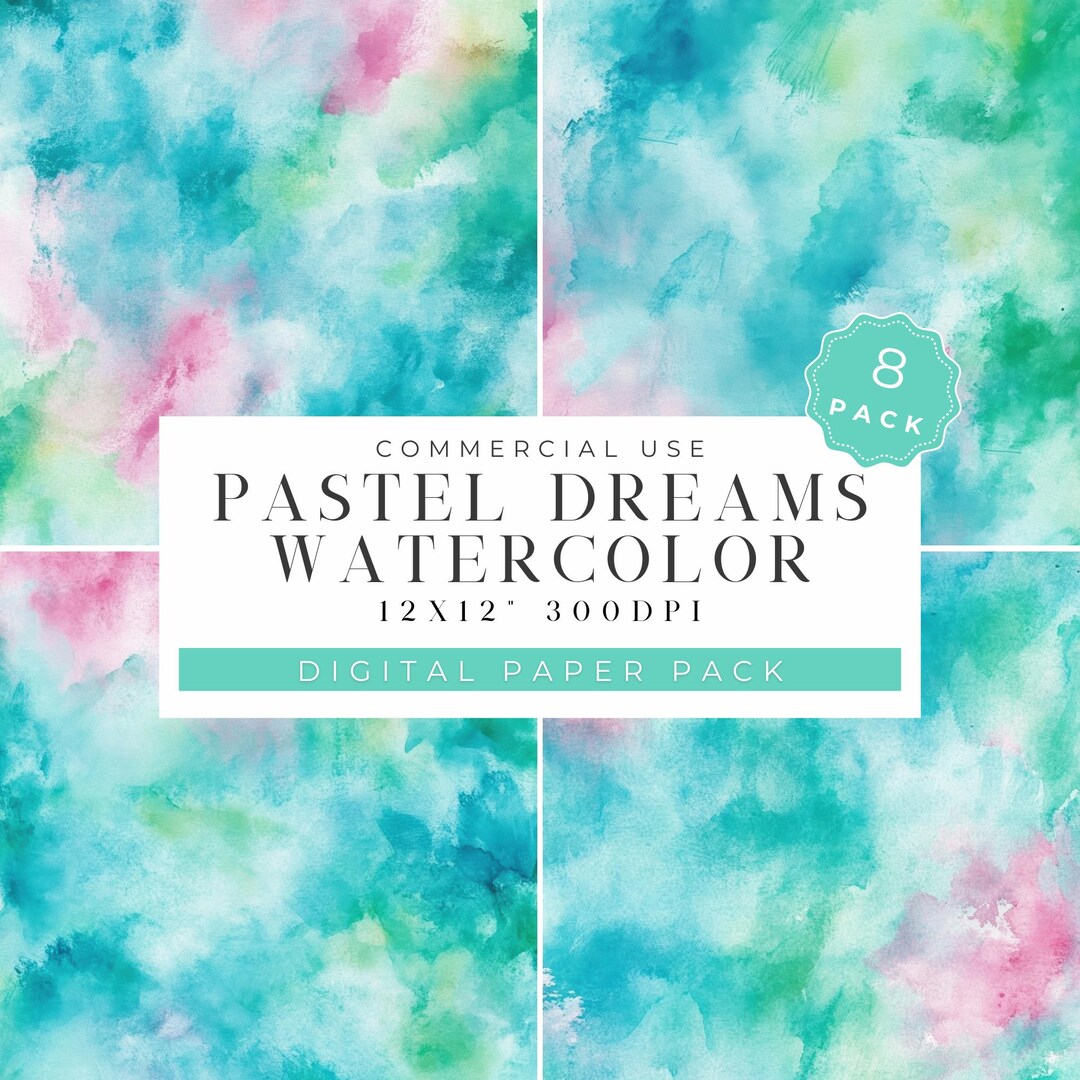Pastel Dreams Watercolor Digital Paper Pack 8 High Resolution ...