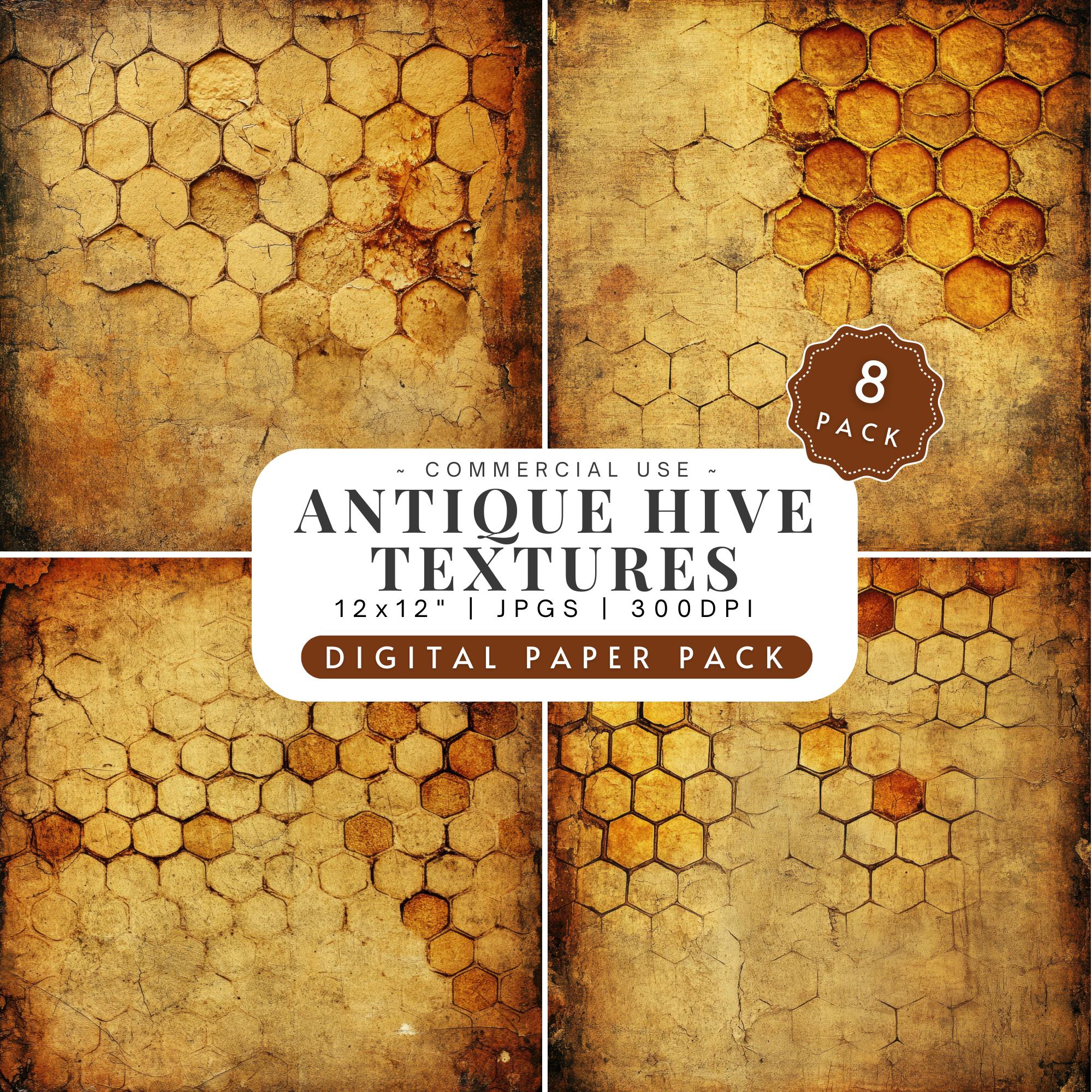 Antique Honeycomb Textures Digital Paper: Rustic Bee Hive Backgrounds ...