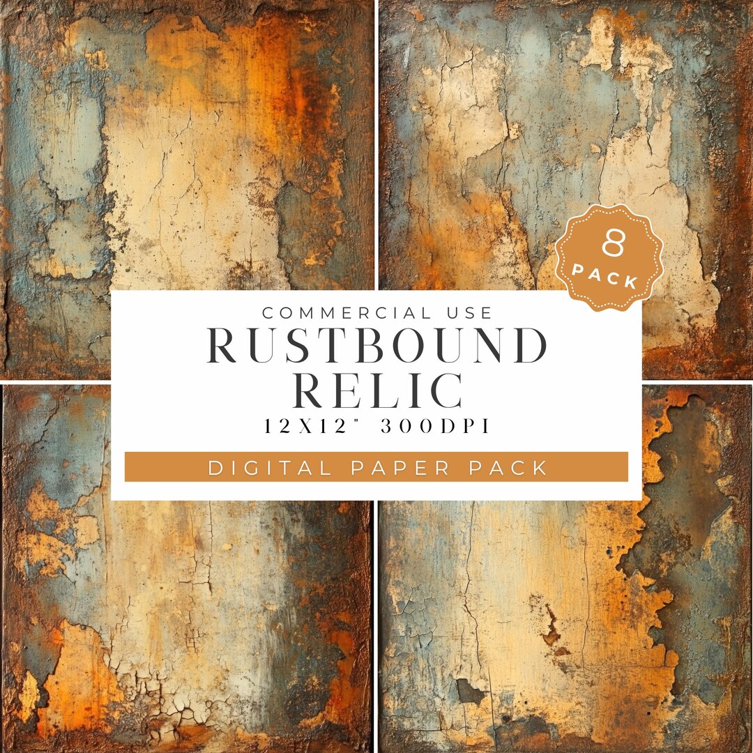 Rustbound Relic Rust Texture Backgrounds Digital Paper Pack 8 High ...