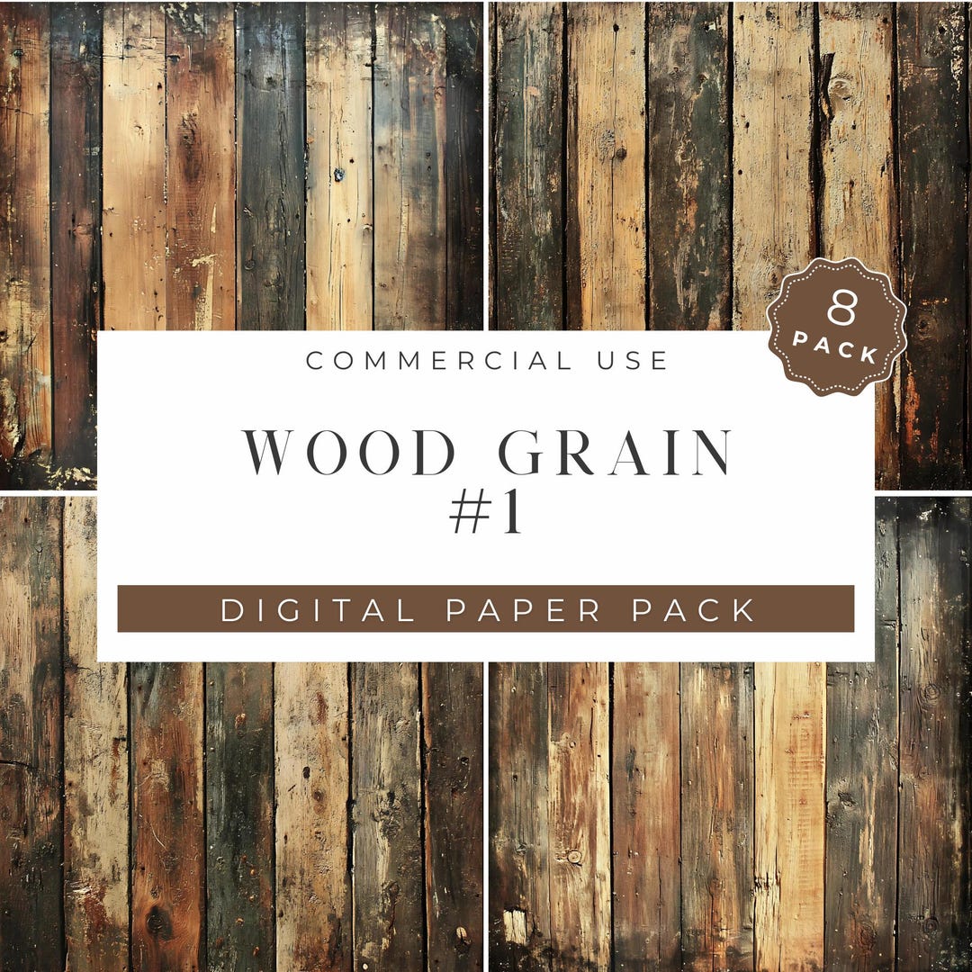 Wood Grain Texture Digital Paper Pack 8 High Resolution Backgrounds ...