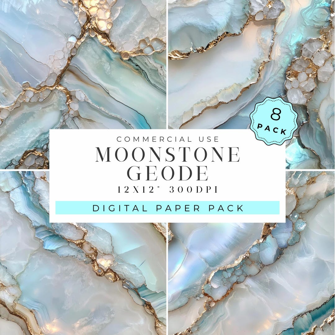 Moonstone Geode Backgrounds Digital Paper Pack 8 High Resolution 300DPI ...