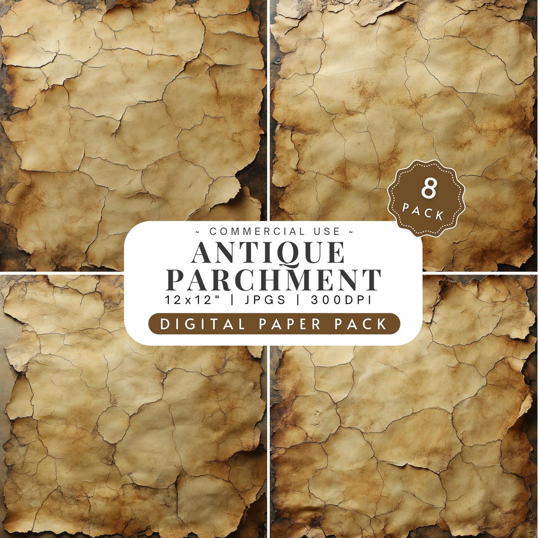 Antique Parchment Aged Texture Backgrounds Digital Paper Pack 8 High ...