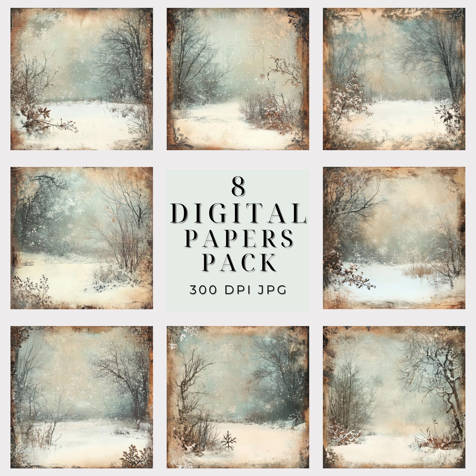 Snowfall Nostalgia Vintage Winter Texture Backgrounds Digital Paper ...