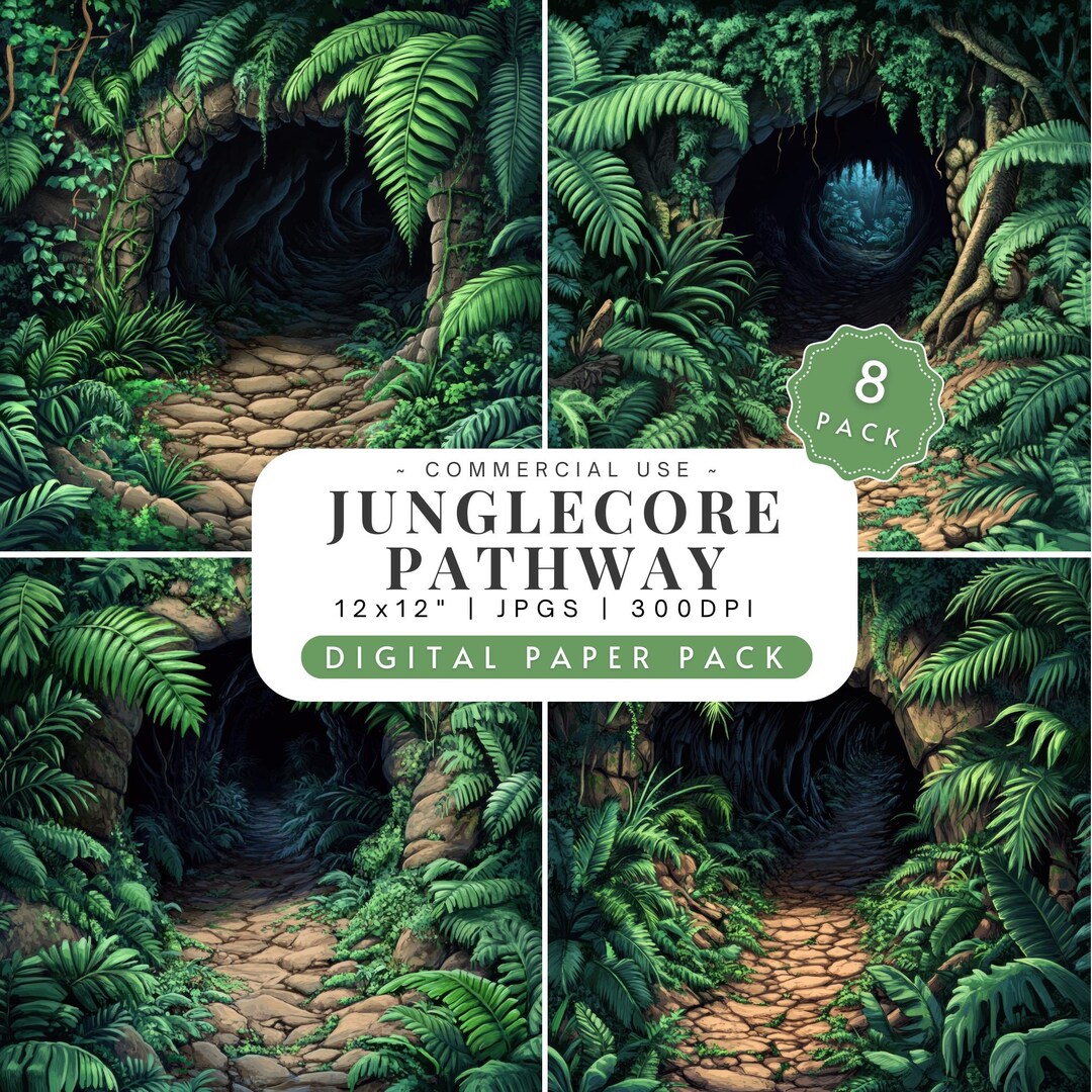 Junglecore Pathway Lush Greenery Texture Backgrounds Digital Paper Pack ...