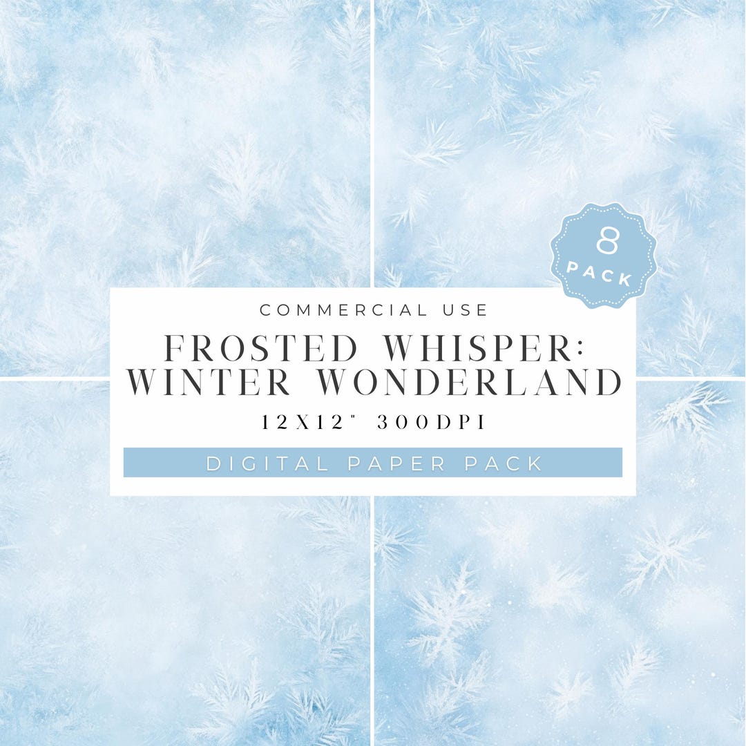 Winter Wonderland Digital Paper Pack: Frosted Blue Snowflake ...