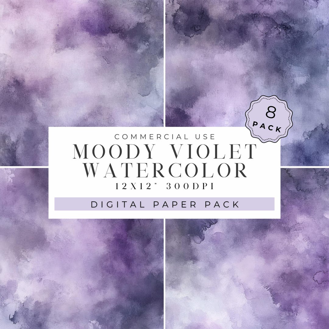 Moody Violet Watercolor Digital Texture Paper Pack 8 High Resolution ...