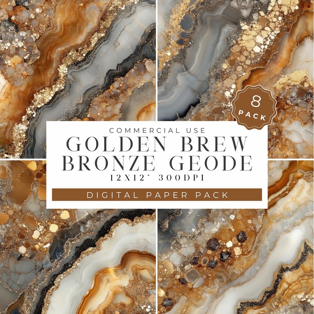 Golden Brew Bronze Geode Backgrounds Digital Paper Pack 8 High ...