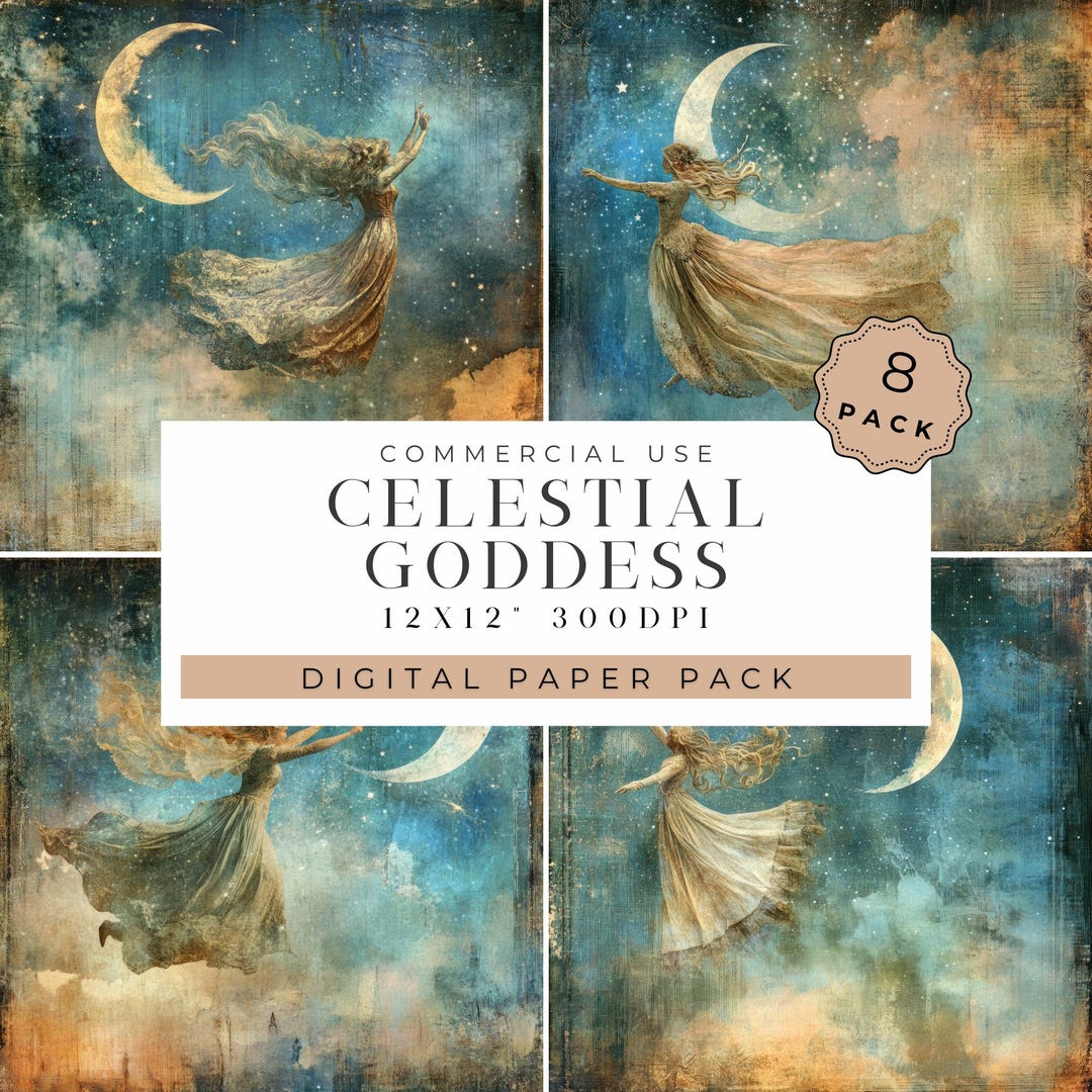 Celestial Goddess Backgrounds Digital Paper Pack 8 High Resolution ...