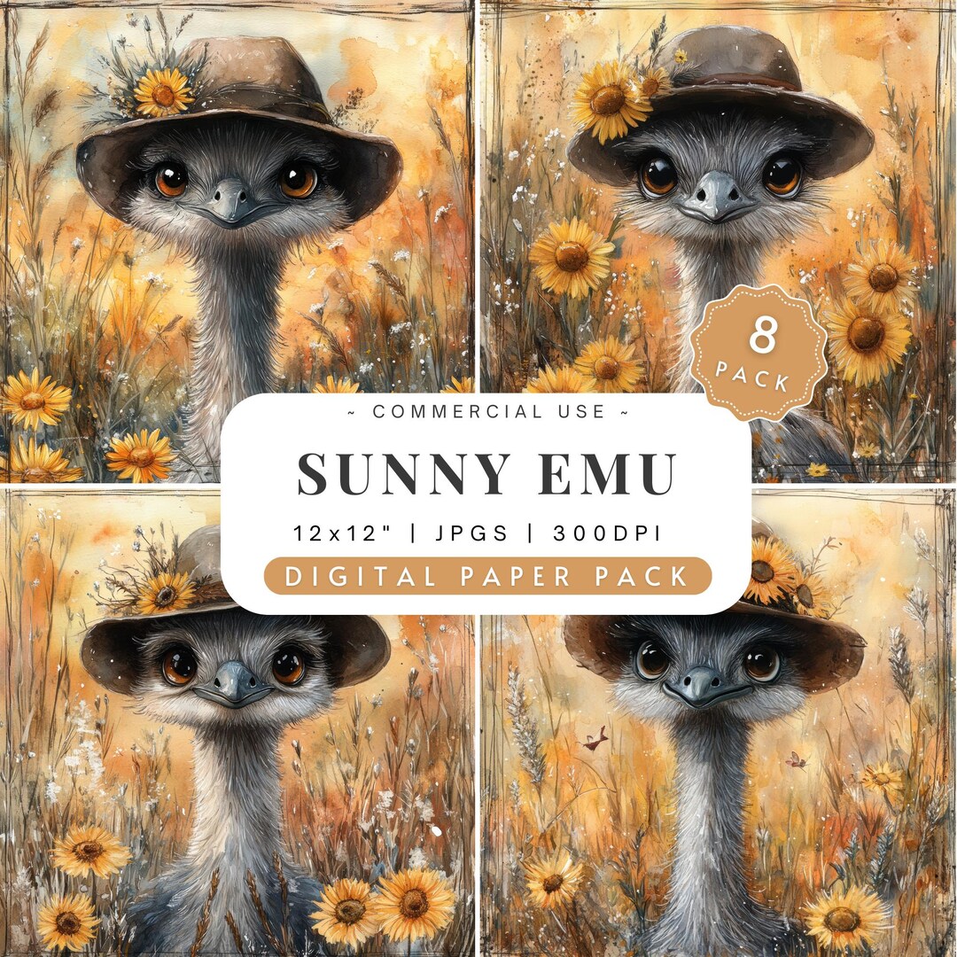 Sunny Emu Australian Sunflower Textures Backgrounds Digital Paper Pack ...
