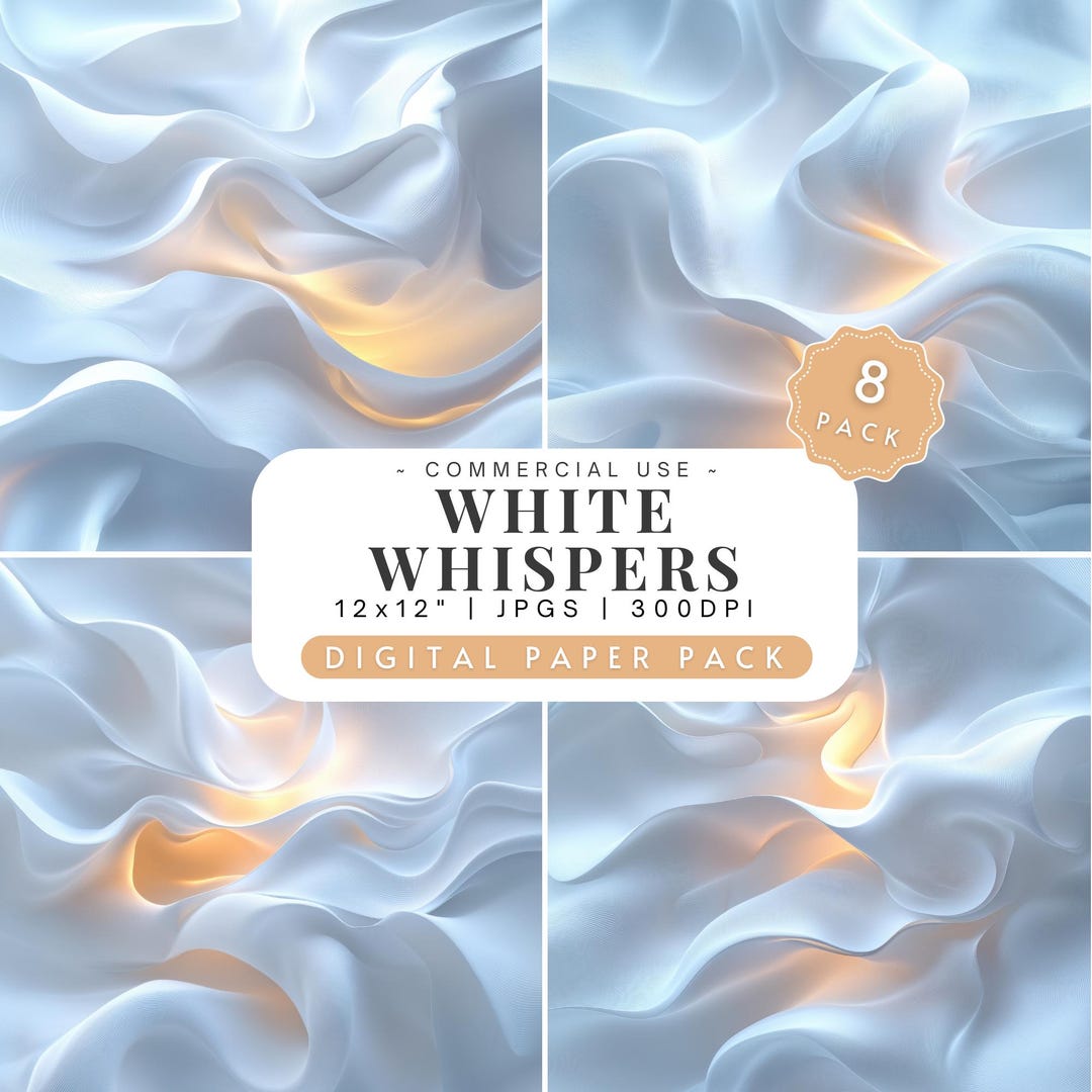 White Whispers Glowing Texture Backgrounds Digital Paper Pack 8 High ...