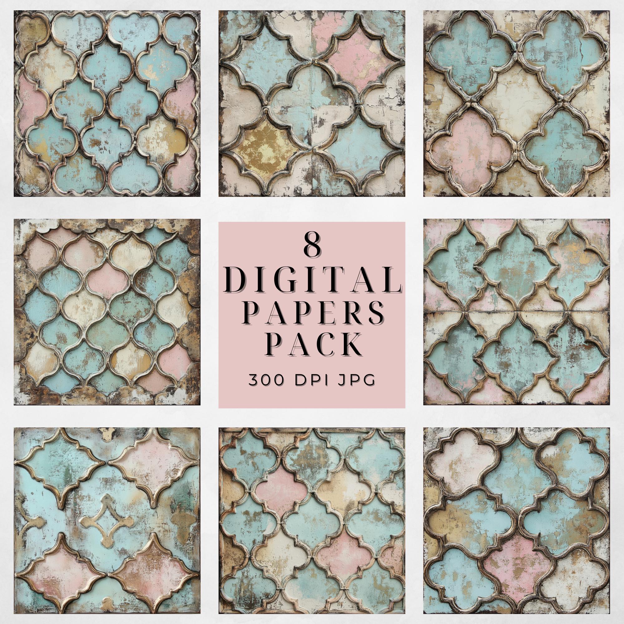 Moroccan Quatrefoil Backgrounds Digital Paper Pack 8 High Resolution ...