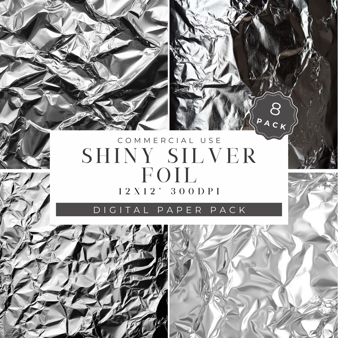 Shiny Silver Foil Texture Backgrounds Digital Paper Pack 8 High ...