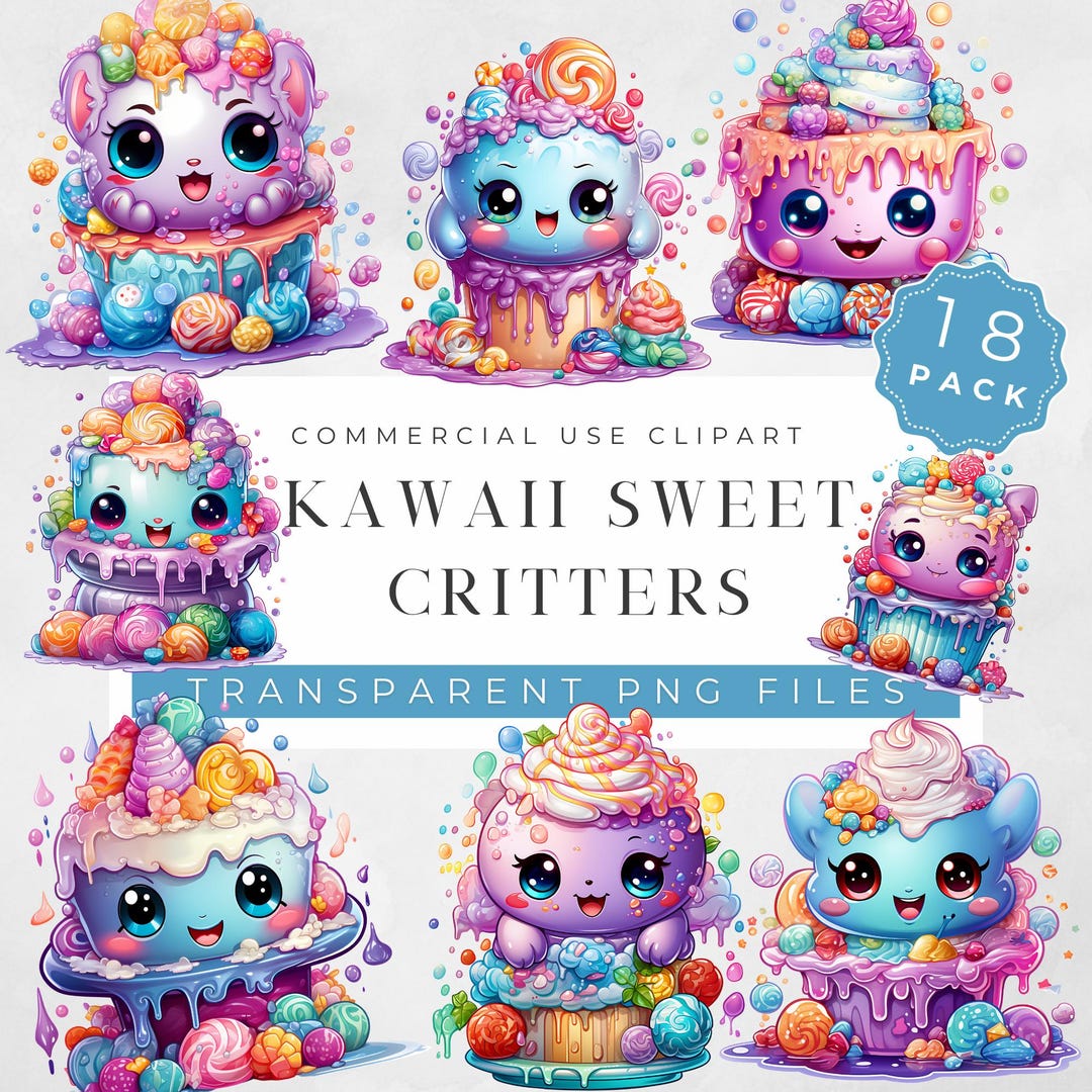 Kawaii Sweet Critters Cute Adorable Clip Art Pack 18 PNG Images High ...