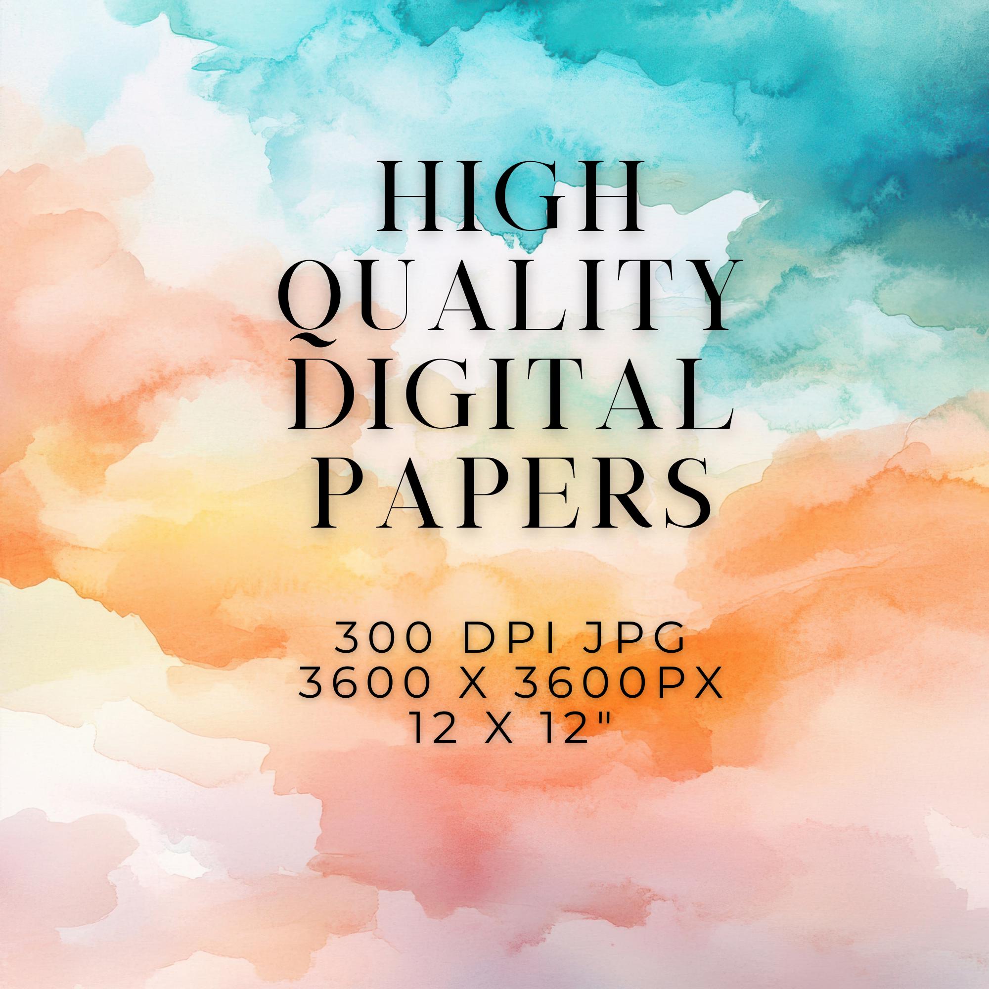 Sunset Skies Watercolor Backgrounds Digital Paper Pack 8 High ...