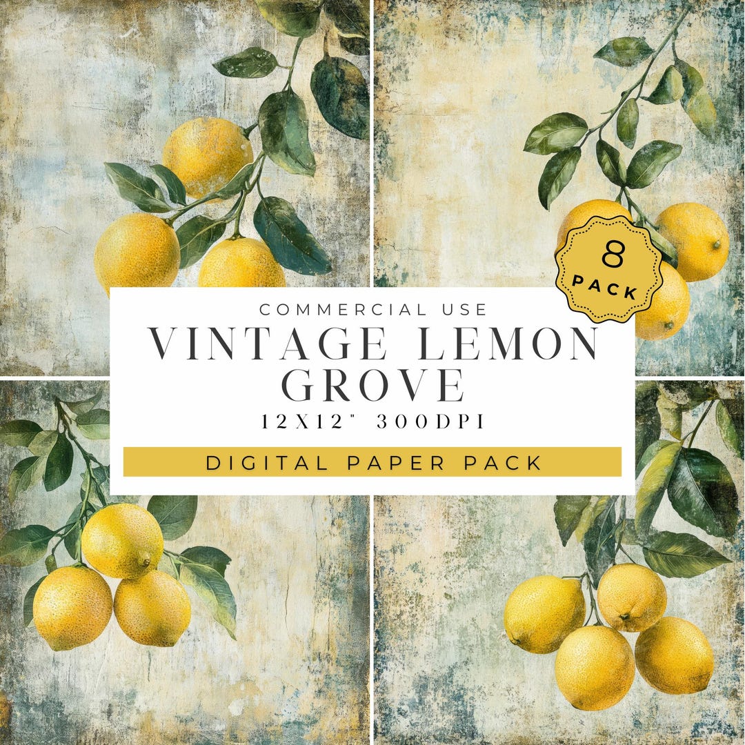 Vintage Lemon Grove Backgrounds Digital Paper Pack 8 High Resolution ...
