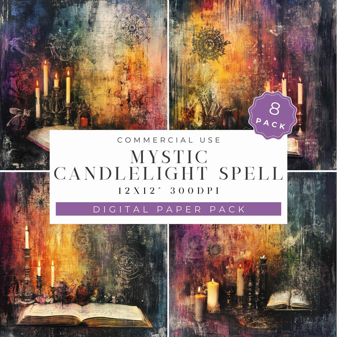 Mystic Candlelight Spell Backgrounds Digital Paper Pack 8 High ...